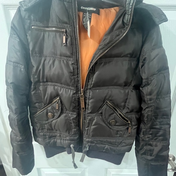 CoffeeShop | Jackets & Coats | Coffeeshop Ladies Dark Brown Puffer ...